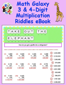 math galaxy 3 & 4 digit multiplication riddles ebook