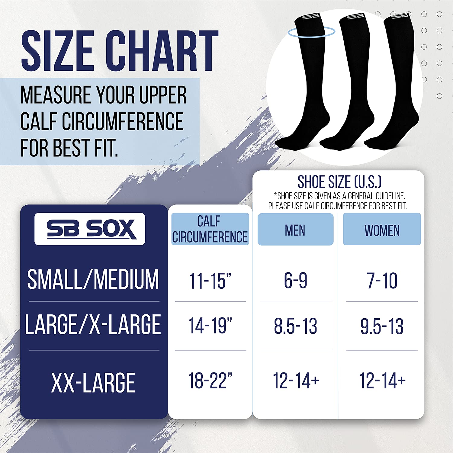 SB SOX 3-Pair Compression Socks (15-20mmHg) for Men & Women – Best Socks for All Day Wear! (L/XL, 01 – Solid Black)