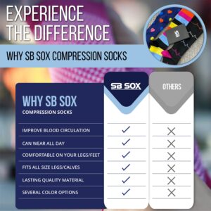 SB SOX 3-Pair Compression Socks (15-20mmHg) for Men & Women – Best Socks for All Day Wear! (L/XL, 01 – Solid Black)