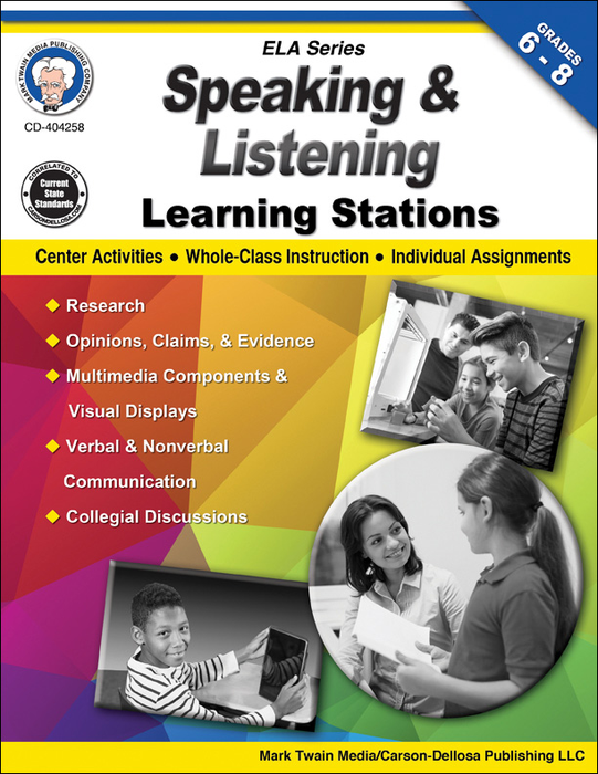 Mark Twain | Speaking and Listening Learning Stations Workbook | Grades 6–8, Printable