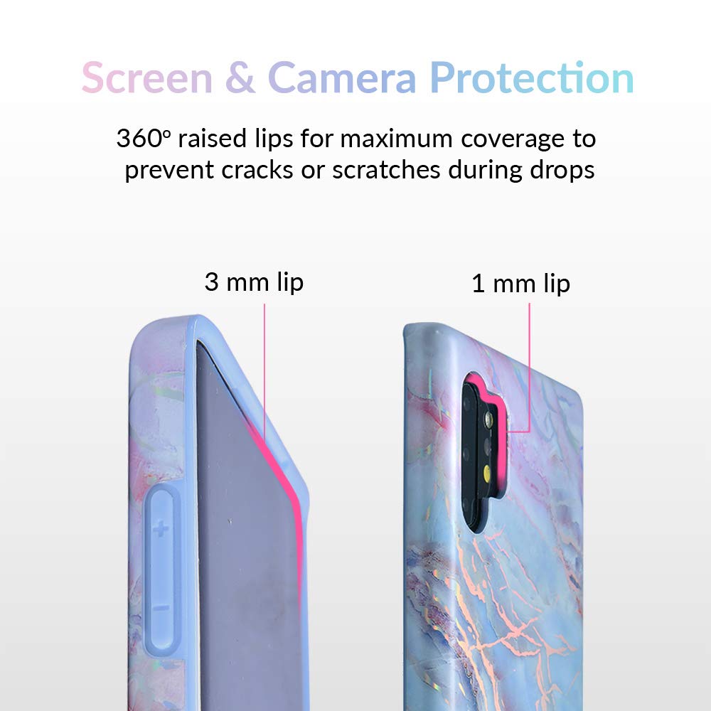 Velvet Caviar for Samsung Galaxy Note 10+ Plus Case Marble - Cute Protective Phone Cases for Women, Girls (Holographic Pink Blue)