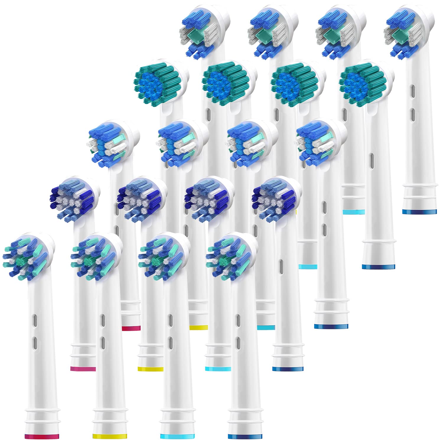 Replacement Brush Heads Compatible with Oral B Braun –20 Pack of 4 Sensitive, 4 Floss, 4 Precision, 4 Cross, 4 Polishing- Fits Oralb Electric Toothbrush 7000 Pro 1000 9600 Kids Action Etc.