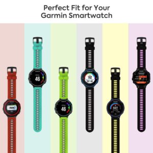 MoKo Soft Silicone Watch Band Compatible with Garmin Forerunner 735XT/220/230/235/235 Lite/620/630/Approach S20/S6/S5,Adjustable Replacement Sport Strap - Black & Gray