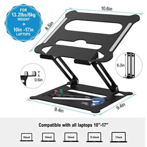 DUCHY Adjustable Laptop Stand, Ergonomic Portable Computer Stand with Heat-Vent to Elevate Laptop, 13 Lbs Heavy Duty Laptop Holder Compatible with MacBook, Air, Pro All Laptops