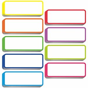 54 pcs magnetic dry erase reusable name tag label plate rainbow neon sticker in 9 colors for whiteboards locker fridge school office home (3.2" x 1.2" each)