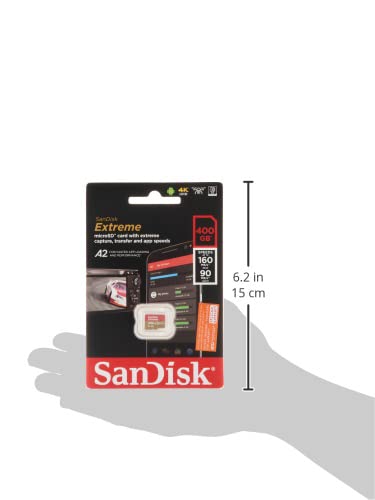 SanDisk 400GB Extreme MicroSDXC UHS-I Memory Card - C10, U3, V30, 4K, A2, Micro SD - SDSQXA1-400G-GN6MN