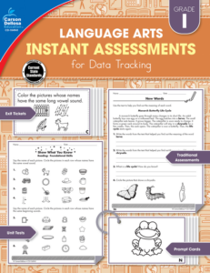 carson dellosa | instant assessments for data tracking: language arts resource book | grade 1, printable