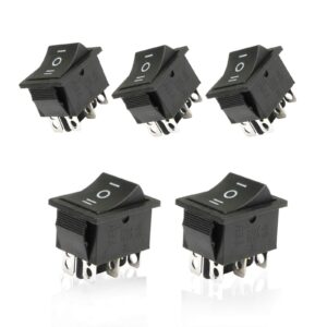 5pcs 6pin dpdt on-off-on 3 position snap boat rocker switch ac 6a/250v 10a/125v