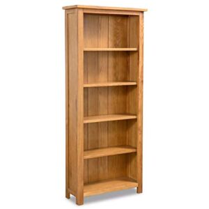 festnight 5-shelf bookcase rustic bookshelf rack oak display shelves organizer for cds, records, dvd, collectables home office decor furniture 23.6 x 8.9 x 55.1 inches (w x d x h)