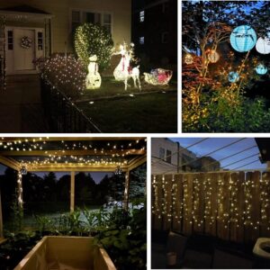 2-Pack Each 200LED 72FT Solar String Lights Outdoor Waterproof, Upgraded Green Wire Solar Christmas Lights Outdoor, 8 Modes Fairy Lights for Party Christmas Decorations Wedding Tree (Yellow)