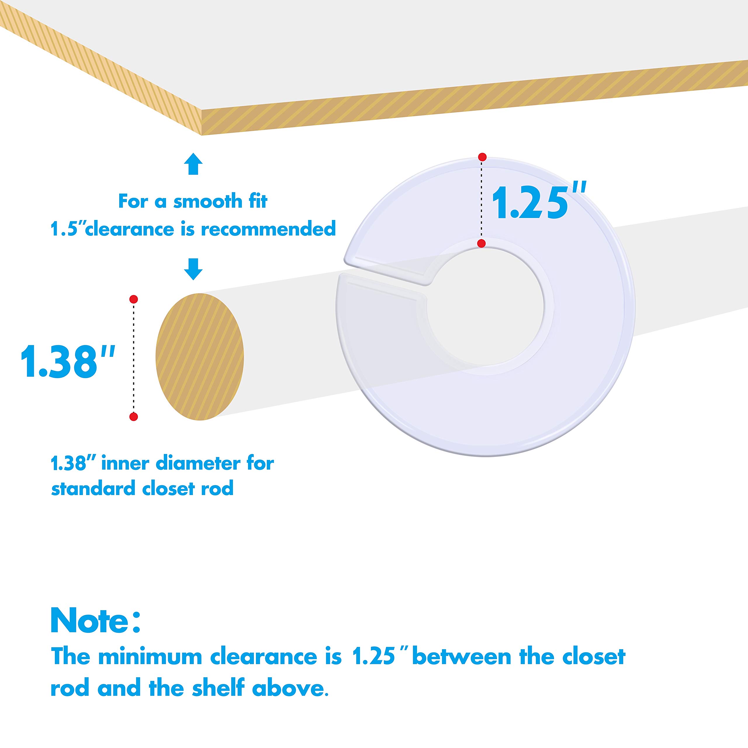 30 Pack White Round Clothing Size Closet Rack Dividers Hangers with 1 Bonus Marker (Outer 3.5”, Inner 1.38” in Diameter)