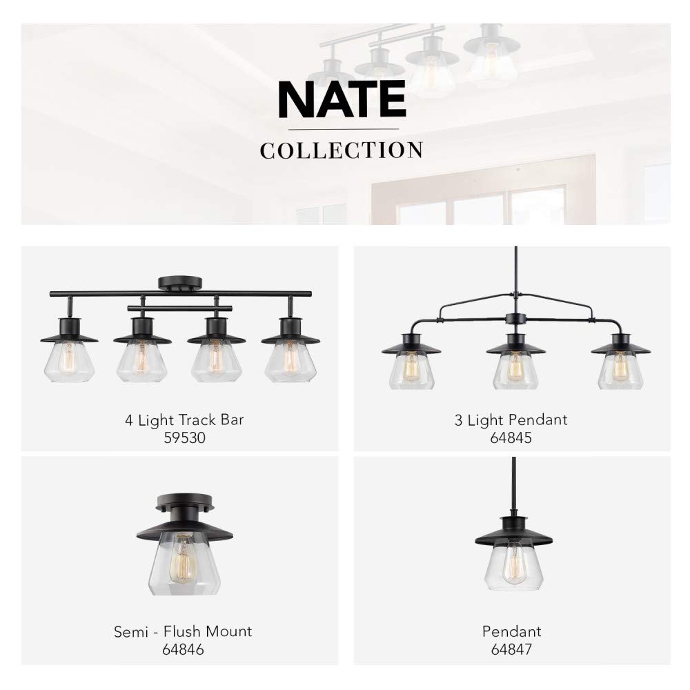 Globe Electric 59530 4-Light Track Lighting, Dark Bronze, Track Lighting, Track Ceiling Light, Track Lighting Kit, Ceiling Lights, Dining Light Fixture, 4 Bulb Kitchen Light, Bulb Not Included