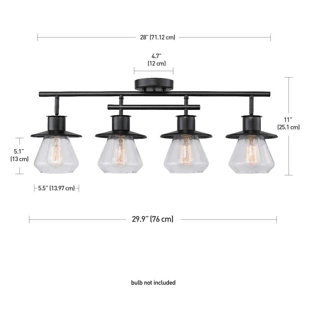 Globe Electric 59530 4-Light Track Lighting, Dark Bronze, Track Lighting, Track Ceiling Light, Track Lighting Kit, Ceiling Lights, Dining Light Fixture, 4 Bulb Kitchen Light, Bulb Not Included