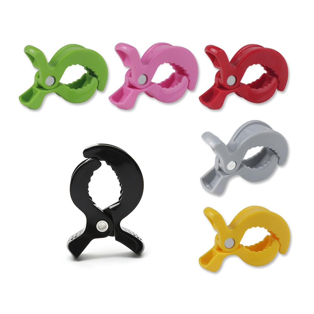 AKOAK 6 PCS Colorful Stroller Clip, Stroller Toy Holder, Blanket Clip, Sunshade, Windproof Clip, or Other Fixed, Plastic Universal Clip - Stroller Accessories