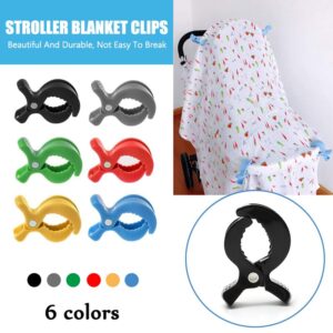 AKOAK 6 PCS Colorful Stroller Clip, Stroller Toy Holder, Blanket Clip, Sunshade, Windproof Clip, or Other Fixed, Plastic Universal Clip - Stroller Accessories