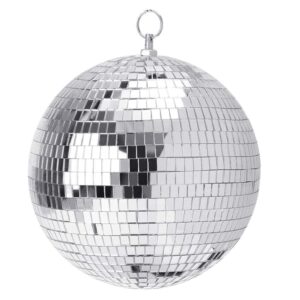 Boshen 10" Disco Mirror Ball with Hanging Ring Silver Party Disco Ball Light for Party Xmas DJ Stage Lighting Effect