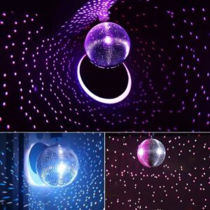 Boshen 10" Disco Mirror Ball with Hanging Ring Silver Party Disco Ball Light for Party Xmas DJ Stage Lighting Effect