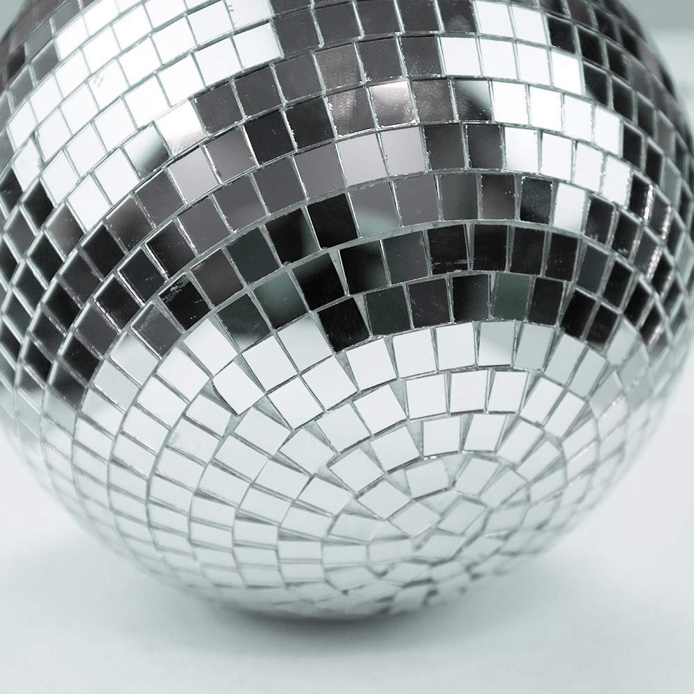 Boshen 10" Disco Mirror Ball with Hanging Ring Silver Party Disco Ball Light for Party Xmas DJ Stage Lighting Effect