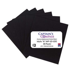 captain's compass aftermarket idylis carbon pre-filter 6-pack; filter a, fits idylis air purifiers iap-10-100, iap-10-150