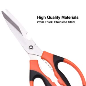 Edward Tools Heavy Duty Utility Scissors - 2mm Thick Ultra Sharp Stainless Steel Blades - Multi-use Shears with bottle opener, peeler, nut cracker - Craft and Kitchen Shears (1)