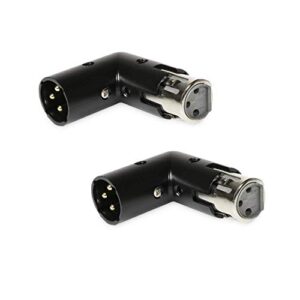 pair of 3-pin xlr angle adapter | dual male & female, durable metal connector w/ 4 adjustable angle positions & tight connection to mixer | save space & keep mic cables neat on stage, in studio & more