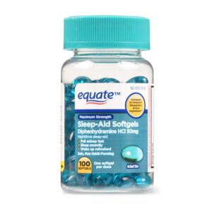 equate maximum strength sleep-aid softgels, 50 mg, 100 count