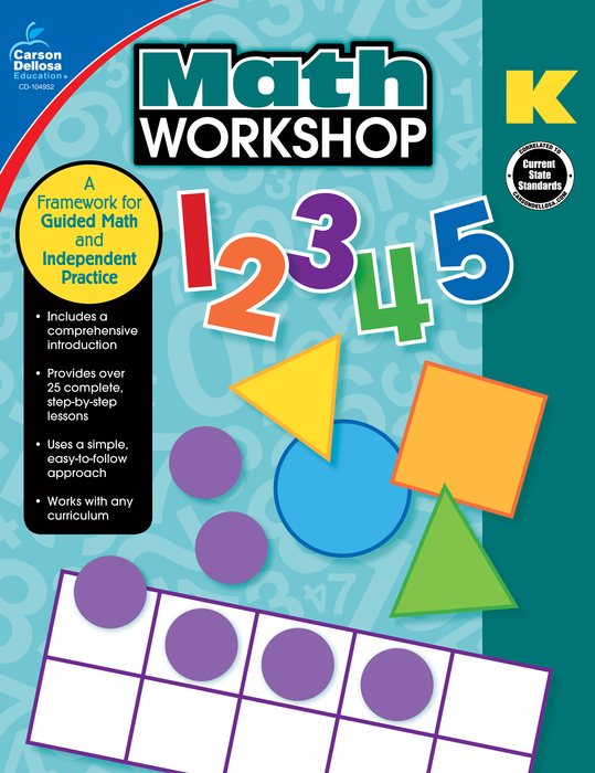 Carson Dellosa | Math Workshop Workbook | Grade K, Printable