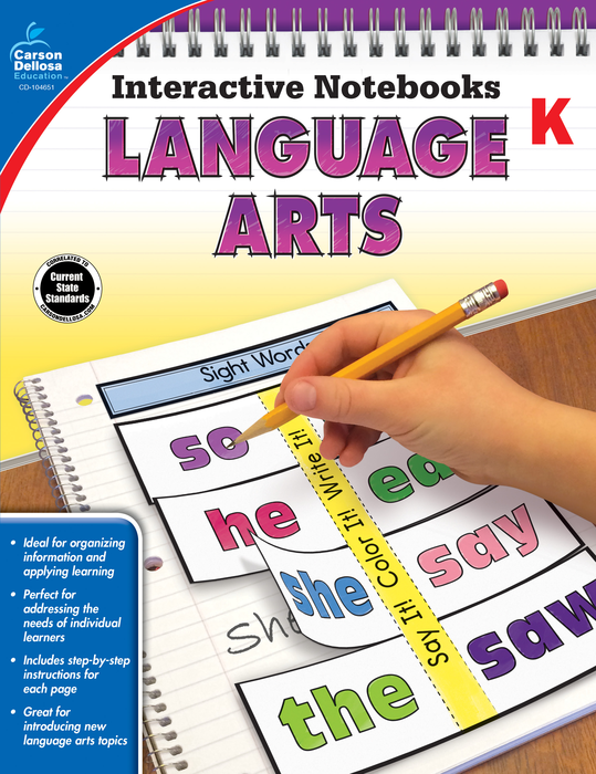 Carson Dellosa | Interactive Notebook Language Arts Workbook | Grade K, Printable