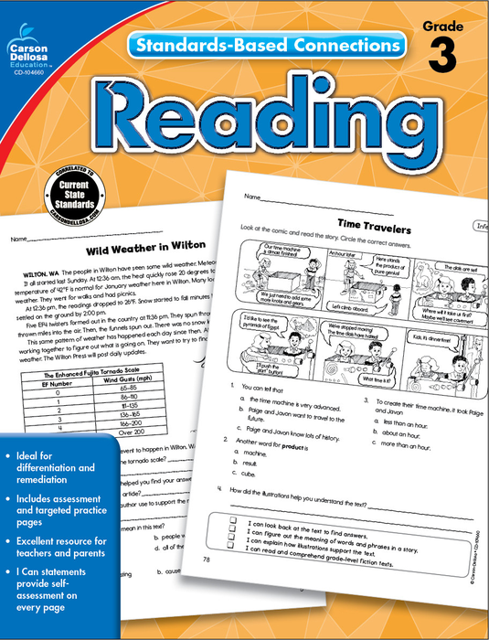 Carson Dellosa | Standards-Based Connections Reading Workbook | Grade 3, Printable