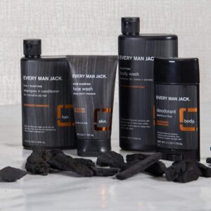 Every Man Jack Activated Charcoal Shave Gel for Men - Soften and Prep Skin and Beard for a Deep Clean and Close, Comfortable Shave with Tea Tree Oil, and Aloe - 6.7-ounce - Twin Pack