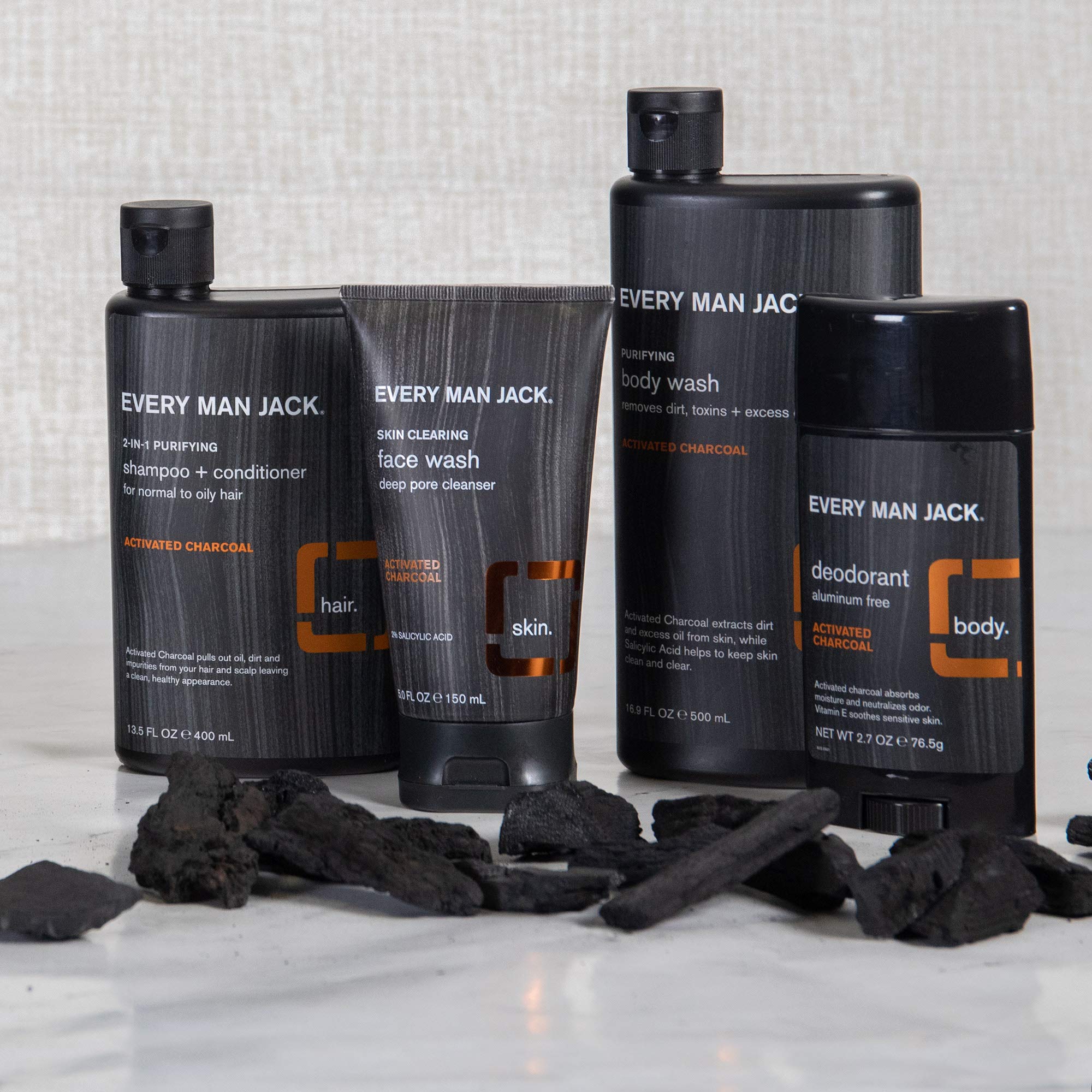 Every Man Jack Activated Charcoal Shave Gel for Men - Soften and Prep Skin and Beard for a Deep Clean and Close, Comfortable Shave with Tea Tree Oil, and Aloe - 6.7-ounce - Twin Pack