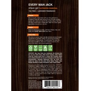 Every Man Jack Activated Charcoal Shave Gel for Men - Soften and Prep Skin and Beard for a Deep Clean and Close, Comfortable Shave with Tea Tree Oil, and Aloe - 6.7-ounce - Twin Pack