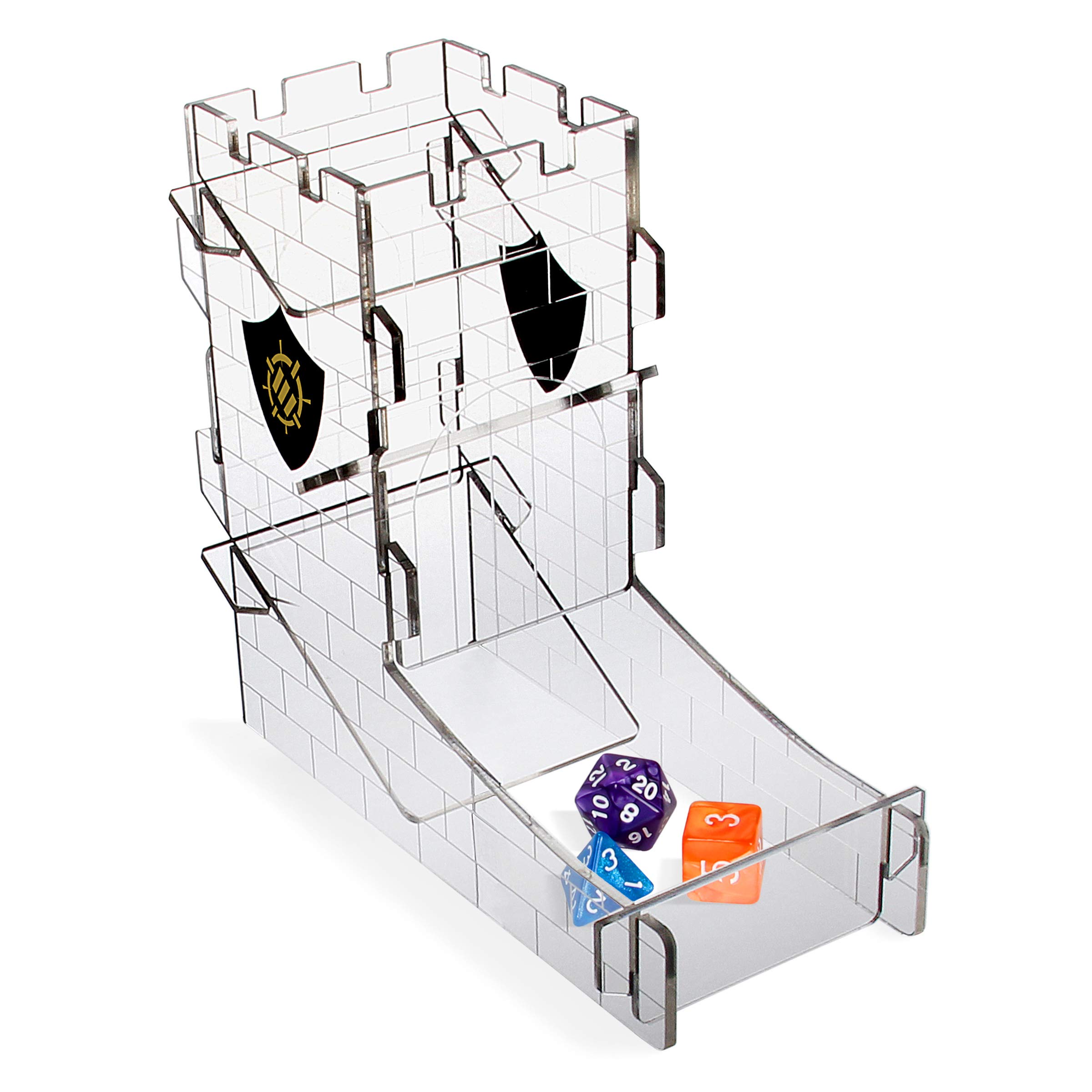 ENHANCE Dice Tower Dice Tray for Tabletop RPG Games - Portable Dice Roller with Castle Tower Design, Roll Up to 14 Standard Dice at Once - Etched Castle Rolling Tray Tower Great for Game Nights