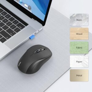 TECKNET Bluetooth Mouse, Wireless Mouse Bluetooth for Laptop 2-in-1(BT 5.0/3.0+2.4Ghz) Computer Mouse, Portable PC Mouse Wireless with USB Receiver for Mac, Compatible with MacBook Pro Air Chromebook