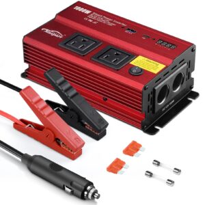 inverter 1000w car power inverters,12v dc to 110v ac converter with dual ac outlets 3.0a usb and type-c,12 volt inverter car cigarette lighter battery inverter for vehicles, power inversor 1000watts