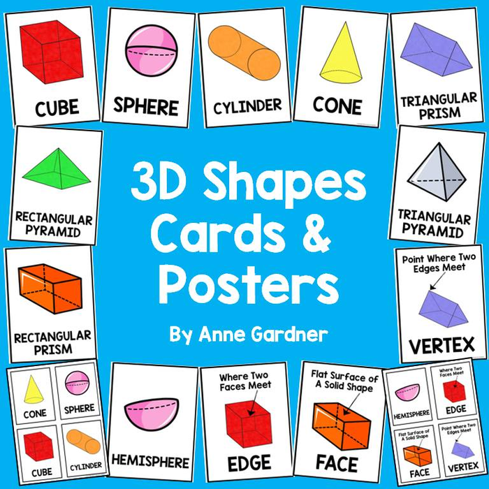 3D Shapes Cards! 3D Shapes Posters! 3D Shape Flashcards!