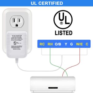 Hotop C Wire Adapter 24 Volt Transformer Compatible with Nest Honeywell Ecobee Emerson Sensi Smart WiFi (White)