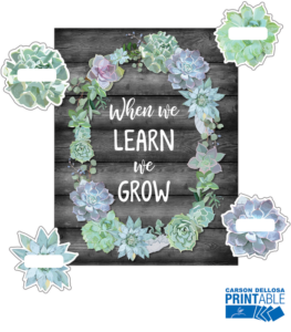 schoolgirl style | simply stylish when we learn we grow bulletin board set | printable