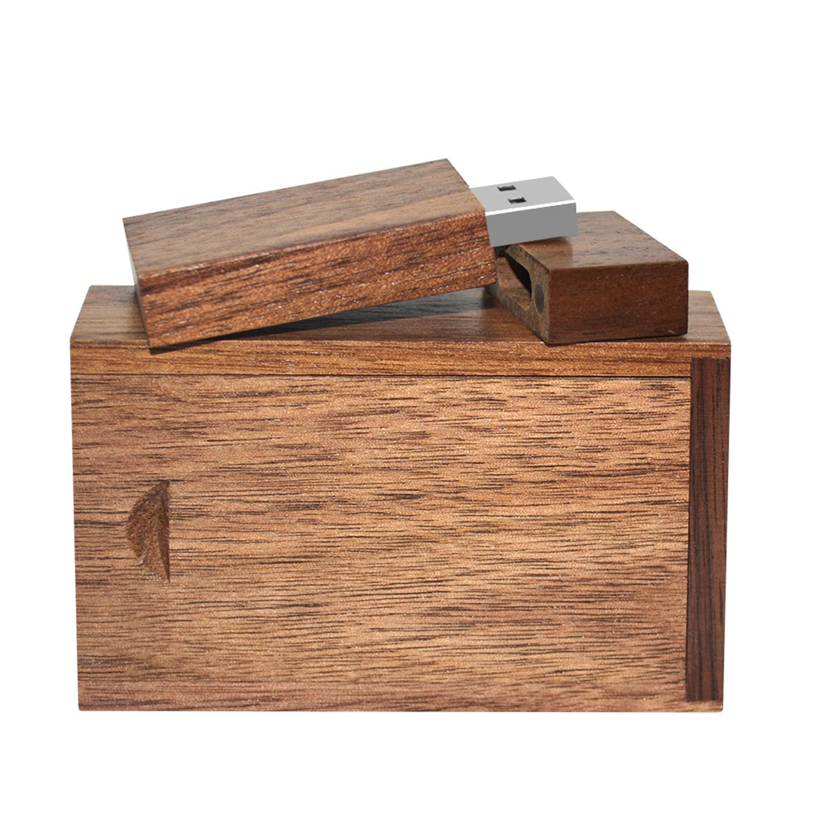 128GB Wooden Flash Drive USB 3.0, EASTBULL High Speed Walnut Wood USB Flash Drive Thumb Drive Memory Stick with Wood Box (Dark Brown-1PCS)