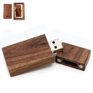 128GB Wooden Flash Drive USB 3.0, EASTBULL High Speed Walnut Wood USB Flash Drive Thumb Drive Memory Stick with Wood Box (Dark Brown-1PCS)