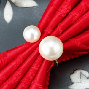 14 Packs Pearl Napkin Ring Adjustable Metal Napkin Ring Holder Serviette Buckle Holder for Valentine's Day Easter Family Gathering Dinner Party Wedding Decor Thanksgiving Day