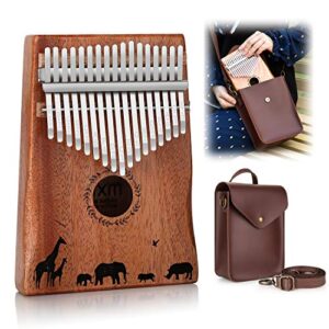 kalimba, fixm 17 keys thumb piano with protective case and study instruction tuning hammer, portable and easy to operate, perfect gifts for beginners and professionals