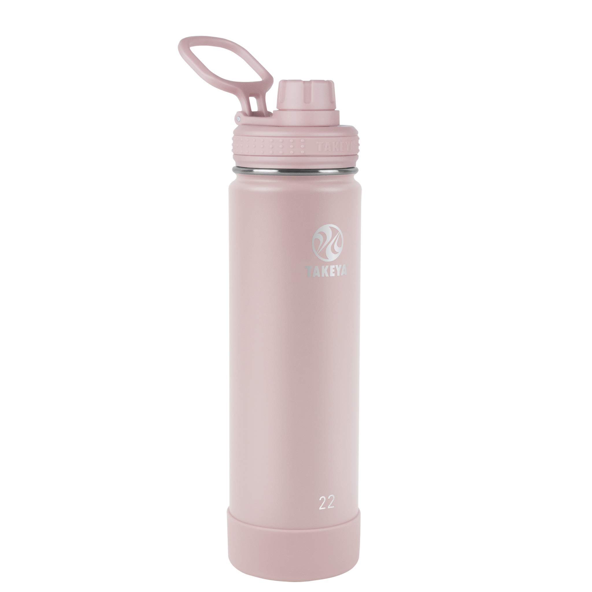 Takeya Actives 22 oz Vacuum Insulated Stainless Steel Water Bottle with Spout Lid, Premium Quality, Blush