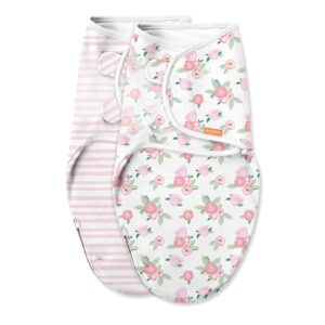 swaddleme luxe easy change swaddle – size small/medium, 0-3 months, 2-pack (water color floral)