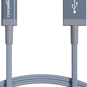 Amazon Basics USB-A to Lightning Charger Cable, Nylon Braided Cord, MFi Certified Charger for Apple iPhone 14 13 12 11 X Xs Pro, Pro Max, Plus, iPad, 6 Foot, Dark Gray