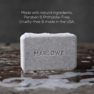 MARLOWE. No. 102 Men's Body Scrub Soap 7 oz, Warm Santal Scent, Best Exfoliating Bar for Men, Made with Natural Ingredients, Apricot Seed Powder, Shea Butter, Olive Oil, Green Tea Extracts