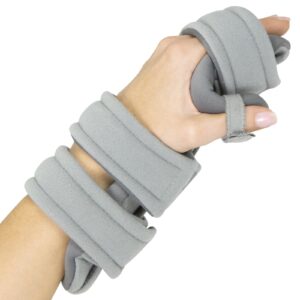 vive resting hand splint (left) (w/ rehab video app) - night immobilizer wrist finger brace - thumb stabilizer wrap - for arthritis, tendonitis, carpal tunnel pain - functional support for sprains fractures (medium)