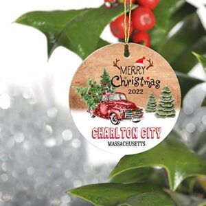 christmas tree ornaments 2024 - charlton city massachusetts ornament hometown custom city state - keepsake gift ideas charlton city ma ornament 3" for friend and housewarming