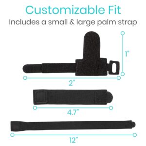 Vive Trigger Finger Splint Brace - Middle, Pinky, Pointer, Ring and Thumb Support - Palm Strap Included - Straighten Curved or Broken Fingers - Adjustable, Breathable Fit - Aluminum Pain Relief Guard