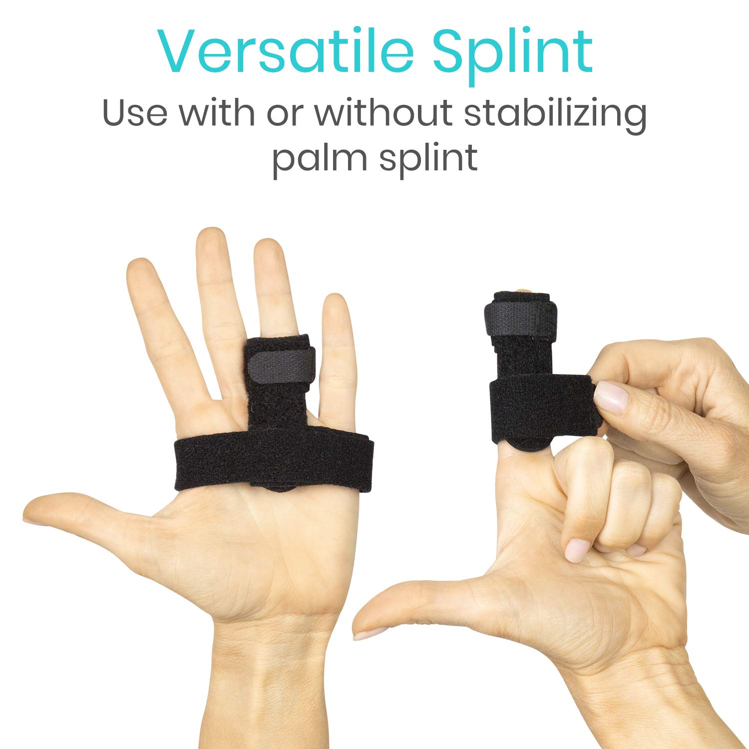 Vive Trigger Finger Splint Brace - Middle, Pinky, Pointer, Ring and Thumb Support - Palm Strap Included - Straighten Curved or Broken Fingers - Adjustable, Breathable Fit - Aluminum Pain Relief Guard